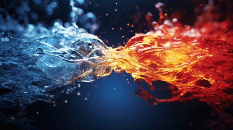 Two Blue and Red Water Splashing Against Each Other, AI Stock Image ...