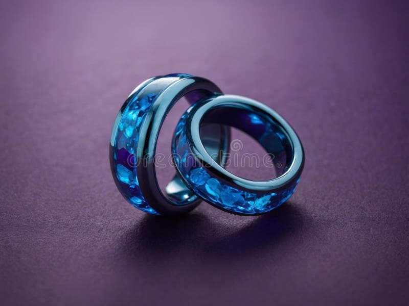 Two Blue Rings Interlocked on a Purple Background. Stock Illustration ...