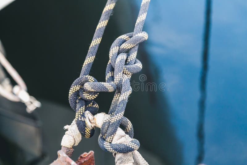 Two Blue Rope Knotted on a Yacht Stock Image - Image of blue, loop ...