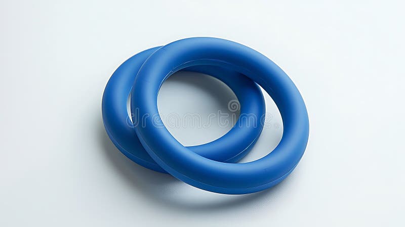 Two Blue Rubber Rings are Placed on a White Background Stock ...