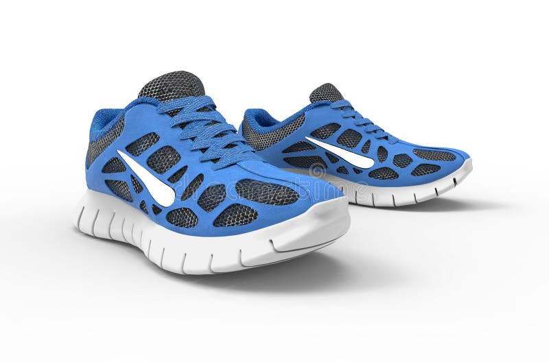 Two Blue Running Shoes Isolates on White Stock Illustration ...