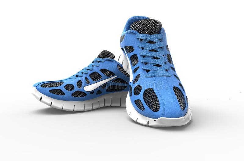 Two Blue Running Shoes Isolates on White Stock Illustration ...