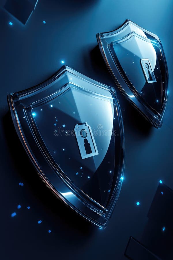 Two Blue Shields with a Keyhole in the Middle Stock Image - Image of ...