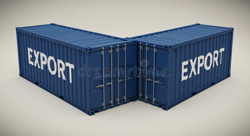 Two Blue Shipping Containers Positioned To Form a Right Angle. Each ...