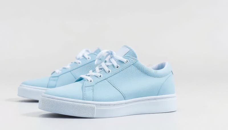 Two Blue Shoes with White Laces Stock Image - Image of wear, footwear ...