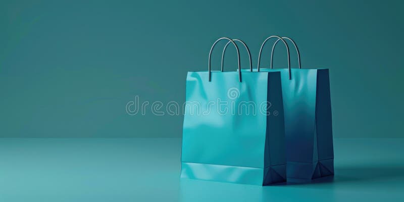 Two Blue Shopping Bags are on Table Stock Photo - Image of shopping ...