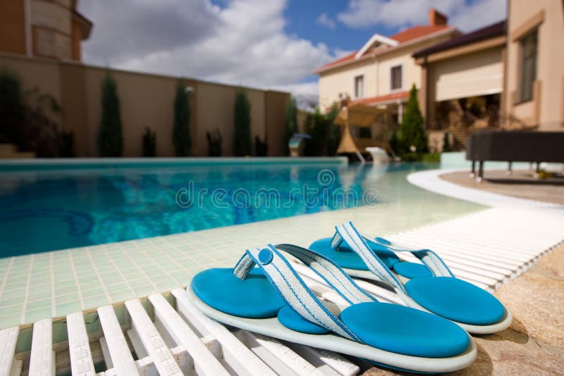 Two blue slippers stock image. Image of space, slipper - 6667153