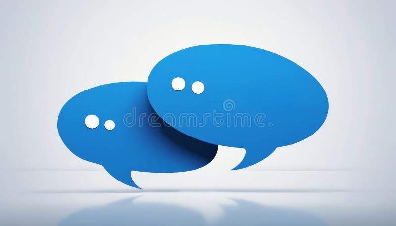 Two Blue Speech Bubbles Overlapping, Representing Conversation and ...