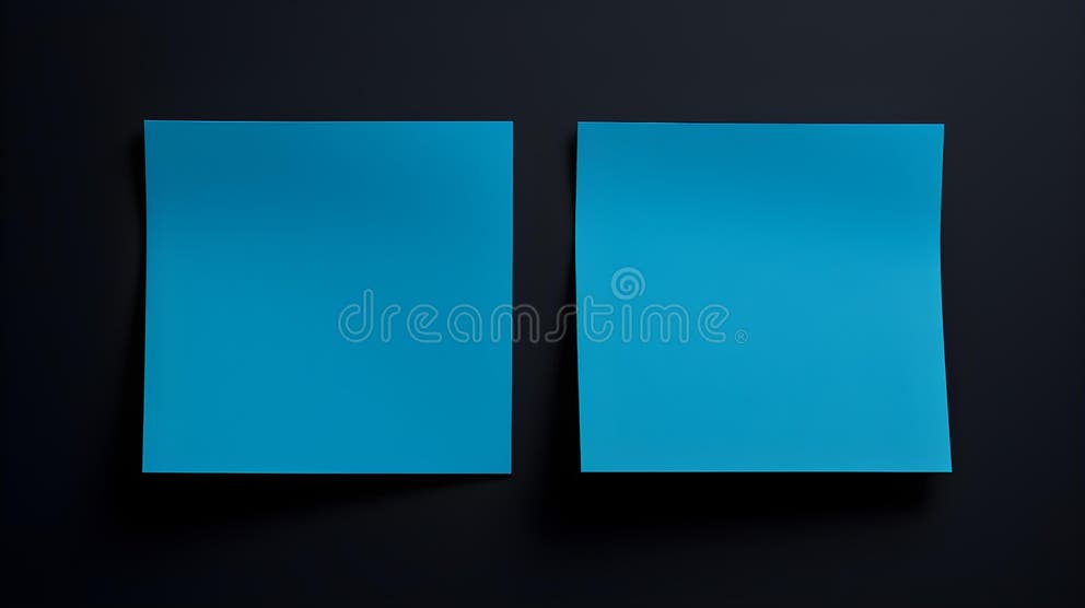 Two Blue Square Paper Notes on a Black Background. Brainstorming ...