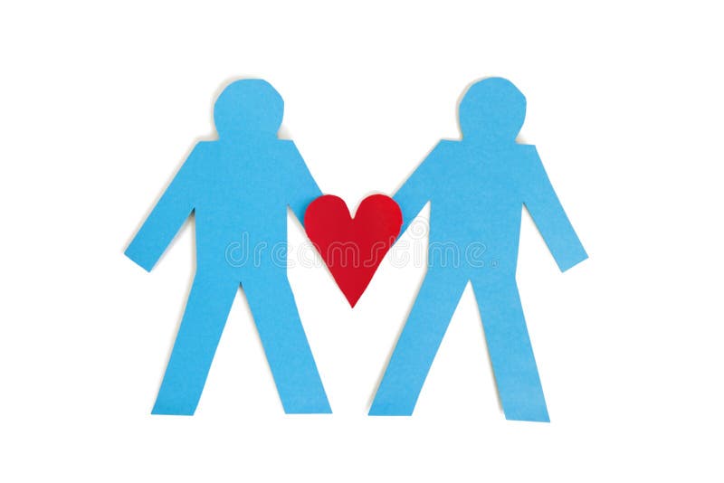 Two Blue Stick Figures Holding a Red Heart Over White Background Stock ...