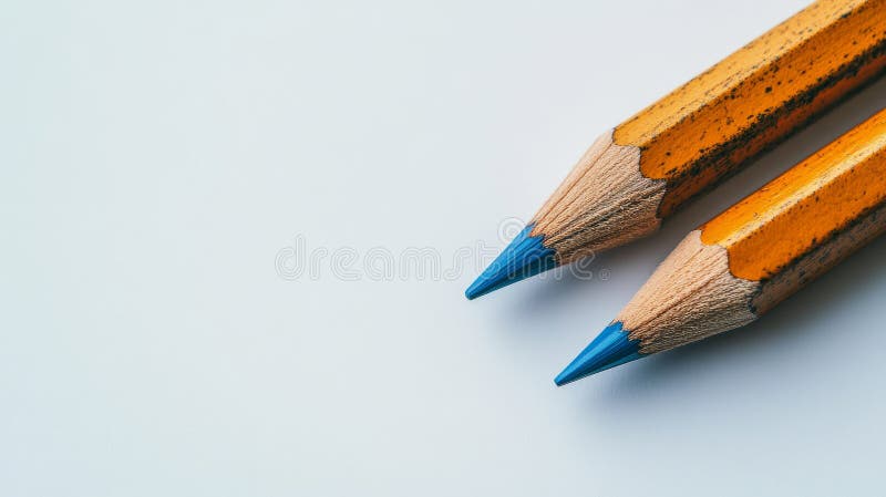 Two Blue-tipped Pencils on a Light Background. Stock Photo - Image of ...