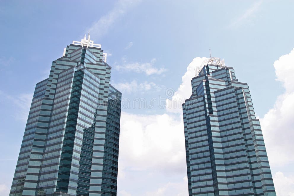 Two Blue Towers stock image. Image of blue, reflection - 2903885