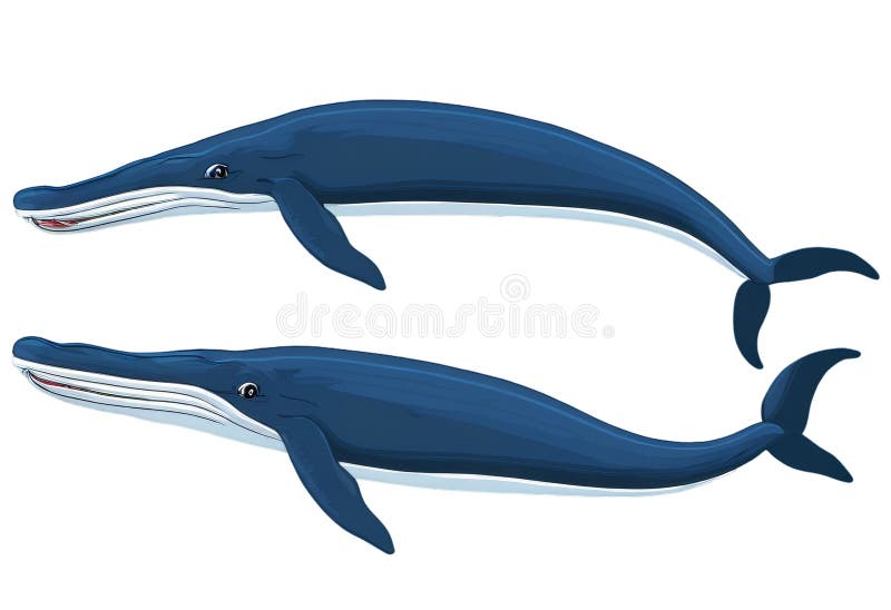 Two Blue Whales Depicted Side by Side, Illustrating Their Massive ...