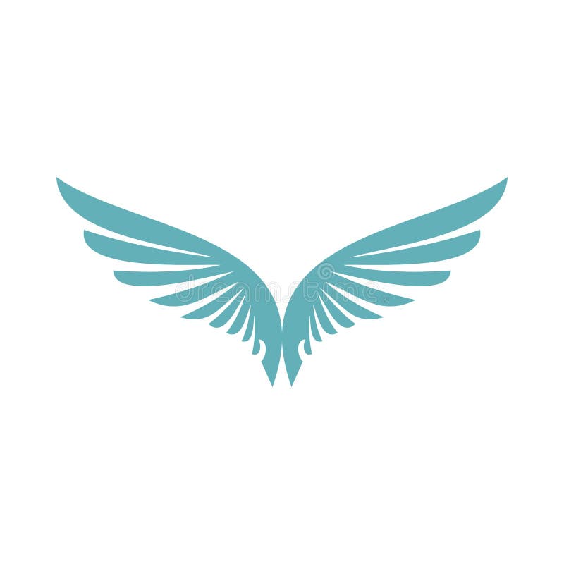 Two Blue Wing Birds Icon, Flat Style Stock Illustration - Illustration ...