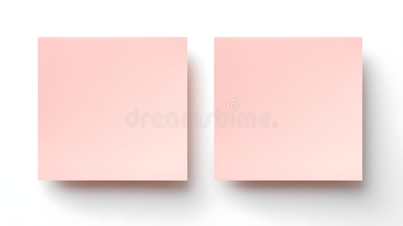 Two Blush Square Paper Notes on a White Background. Brainstorming ...