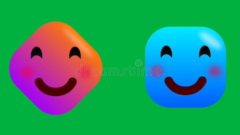 Two Blushing Expression Emoji Isolated on Green Background with ...