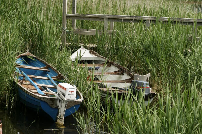 Two Boats in Reeds stock photo. Image of horizontal, color - 41622530