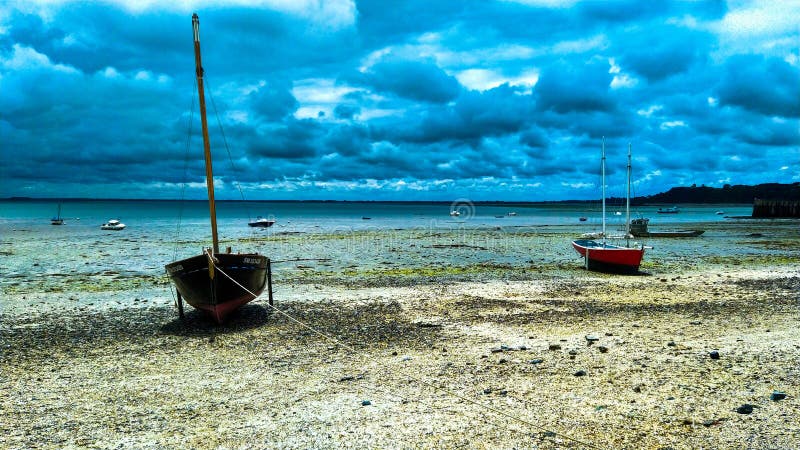 Two Boats Waiting for the High Tide. Editorial Stock Photo - Image of ...