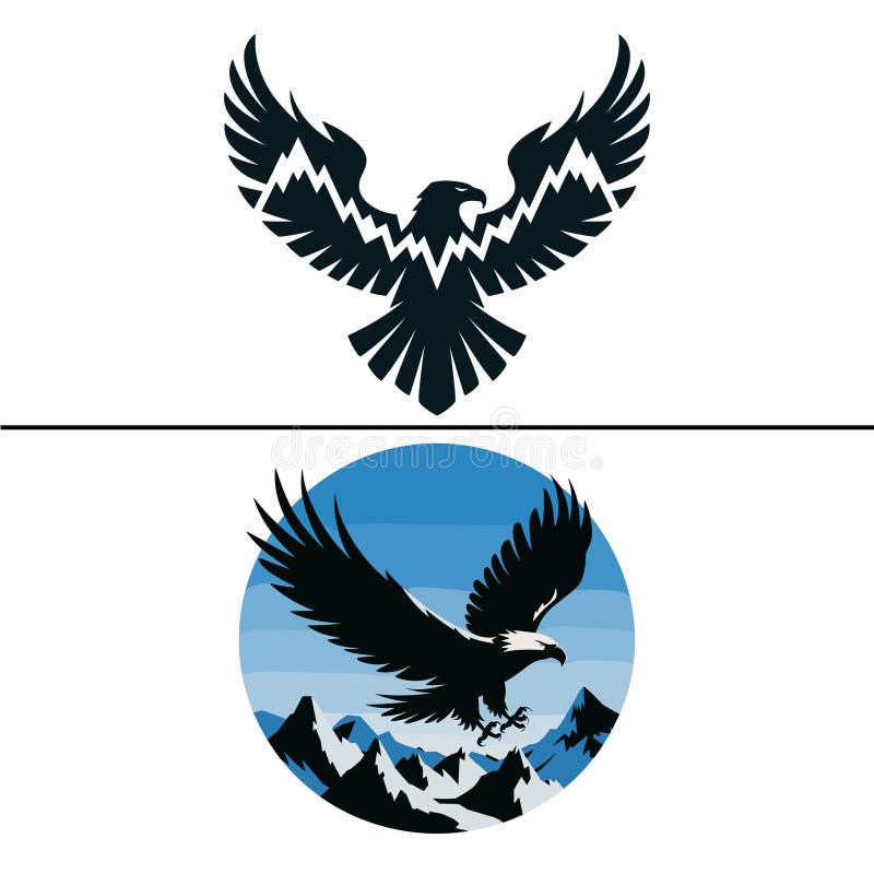 Two Bold Eagle Silhouettes, Each Embodying Strength and Freedom Stock ...