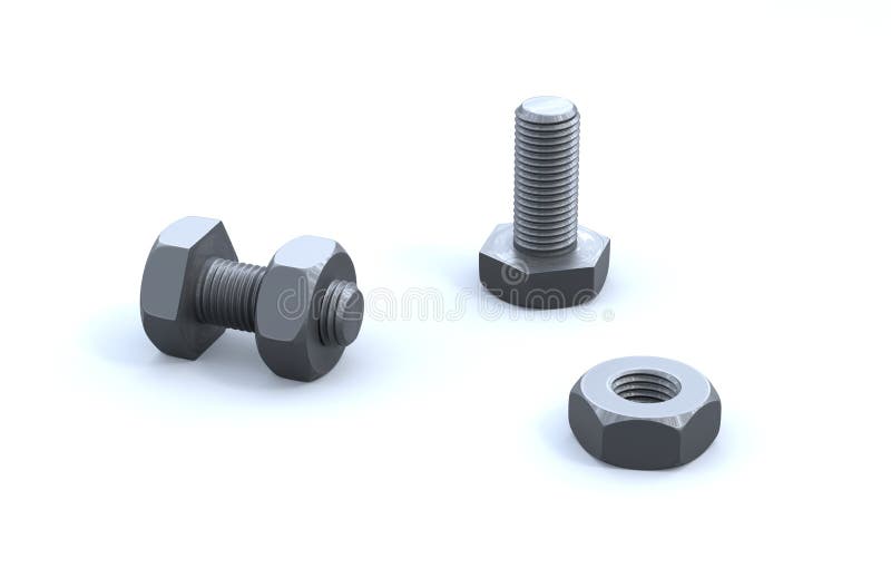 Two Bolts and Two Nuts stock illustration. Illustration of assembly ...