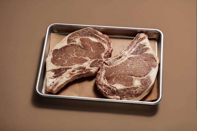 Bone in Ribeye Steak Ready for Grilling Stock Photo - Image of home ...