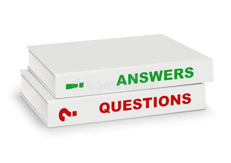 Two Books Covered Word Question and Answer, Isolated on White Wi Stock ...