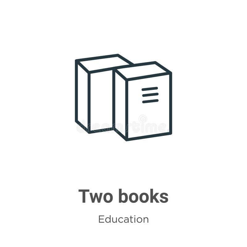 Two Books Outline Vector Icon. Thin Line Black Two Books Icon, Flat ...
