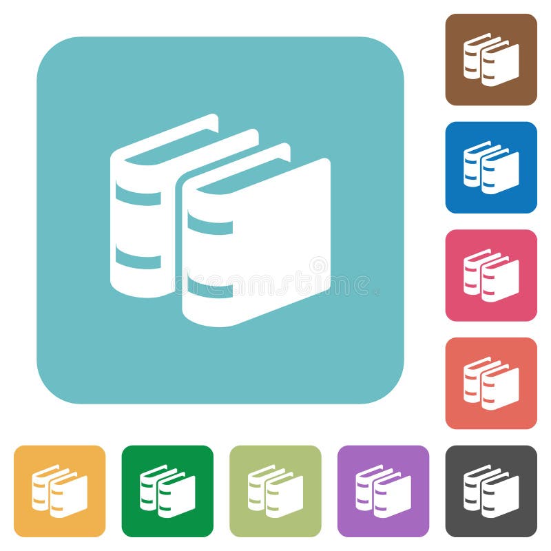 Two Books Rounded Square Flat Icons Stock Vector - Illustration of ...