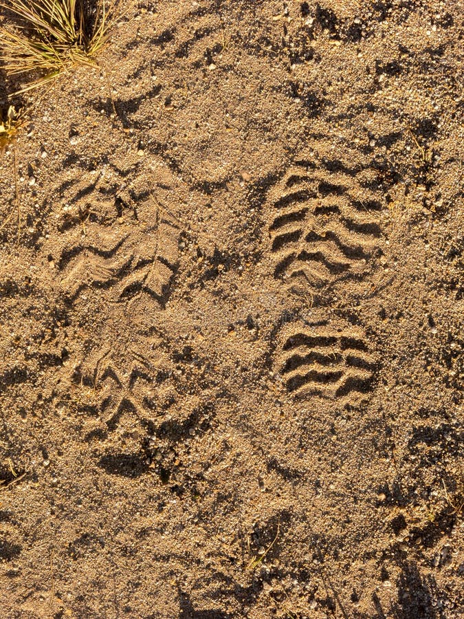 Two Boots Footsteps on Sand Stock Image - Image of pattern, footstep ...
