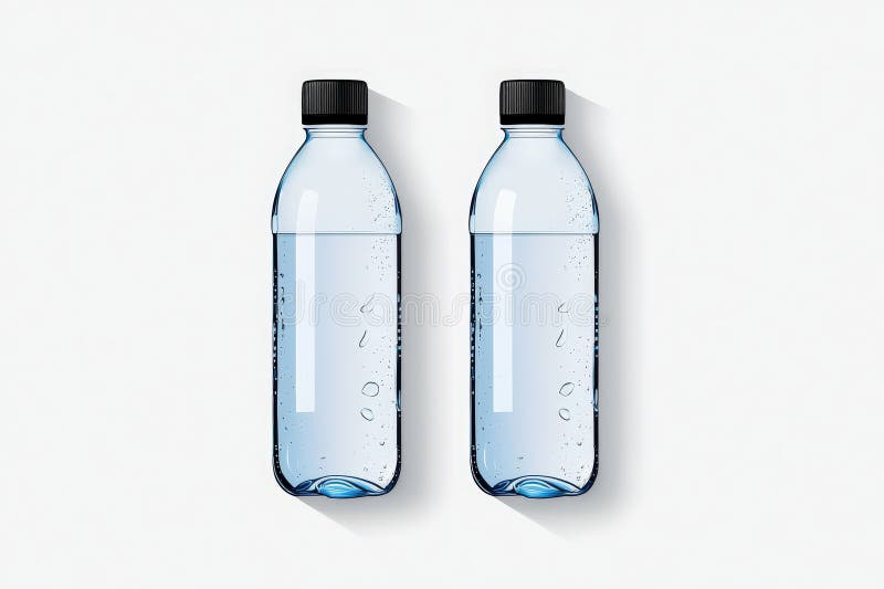 Two Bottles of Clear Water with Black Caps Perfect for Refreshing ...