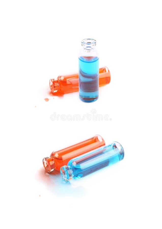 Set Of Laboratory Bottles With Liquid Stock Image - Image of test ...