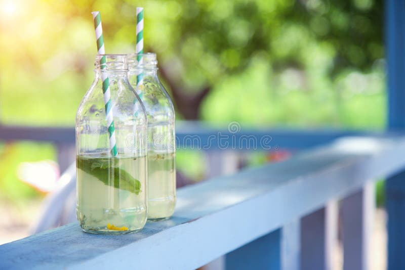 Two bottles with lemonade. stock photo. Image of natural - 149205206