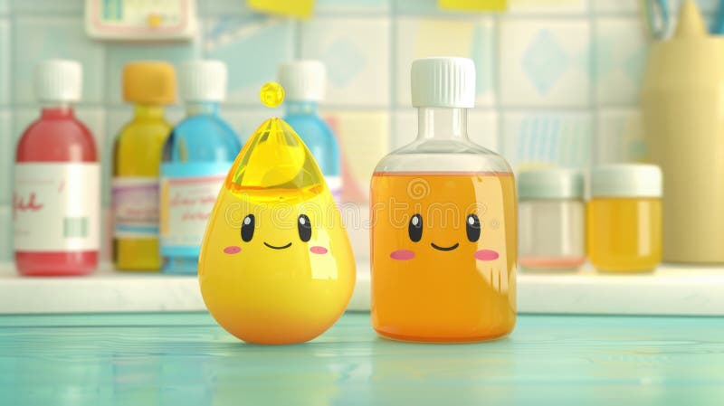 Two Bottles of Liquid Sitting Together Stock Photo - Image of flasks ...