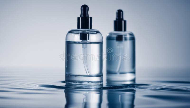 Two Bottles of Water on a Table Stock Illustration - Illustration of ...