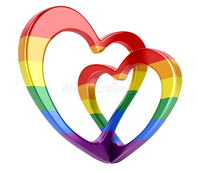 Two bound color hearts stock illustration. Illustration of homosexual ...