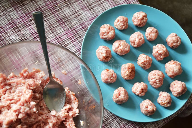 Making Little Meatballs at Home Stock Image - Image of meatballs ...