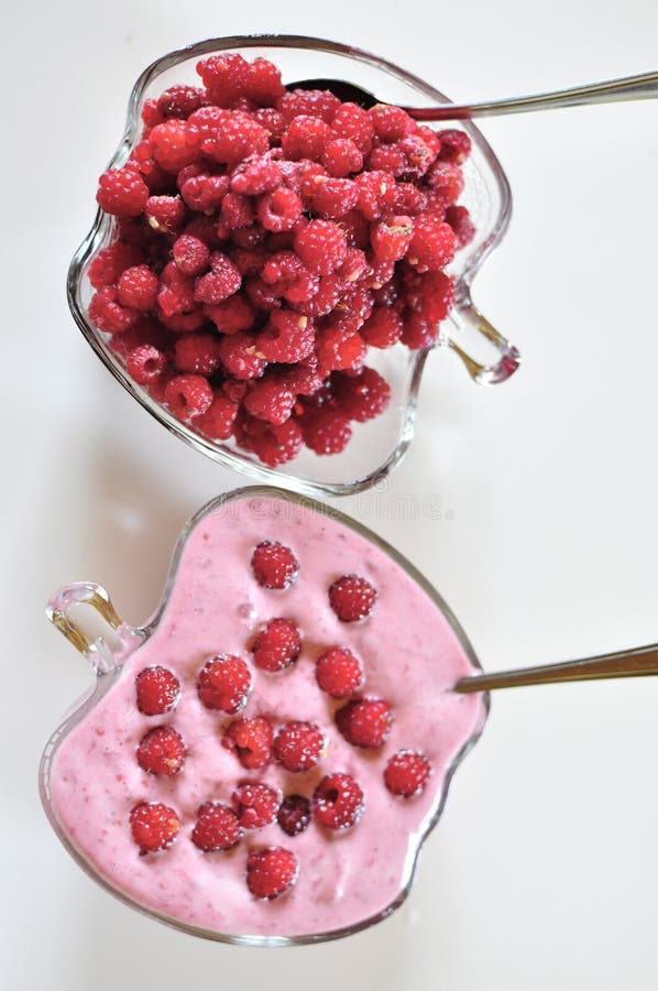 Two Bowls of Fresh Raspberry Foam Desert Stock Image - Image of fruit ...