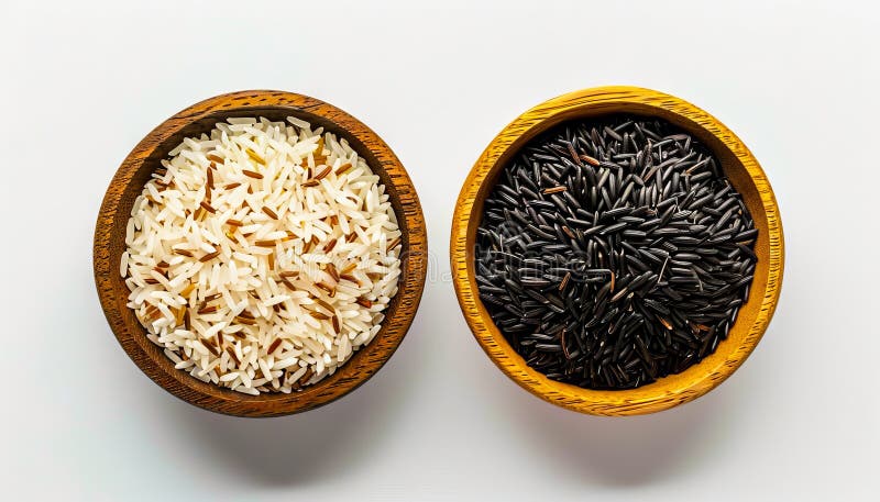 Two Bowls of Rice with Black and White Rice Stock Image - Image of ...