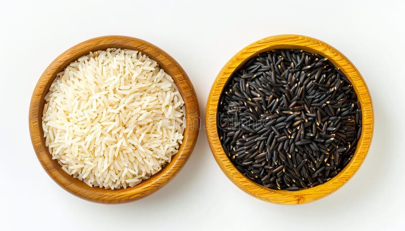 Two Bowls of Rice with Black and White Rice Stock Image - Image of seed ...