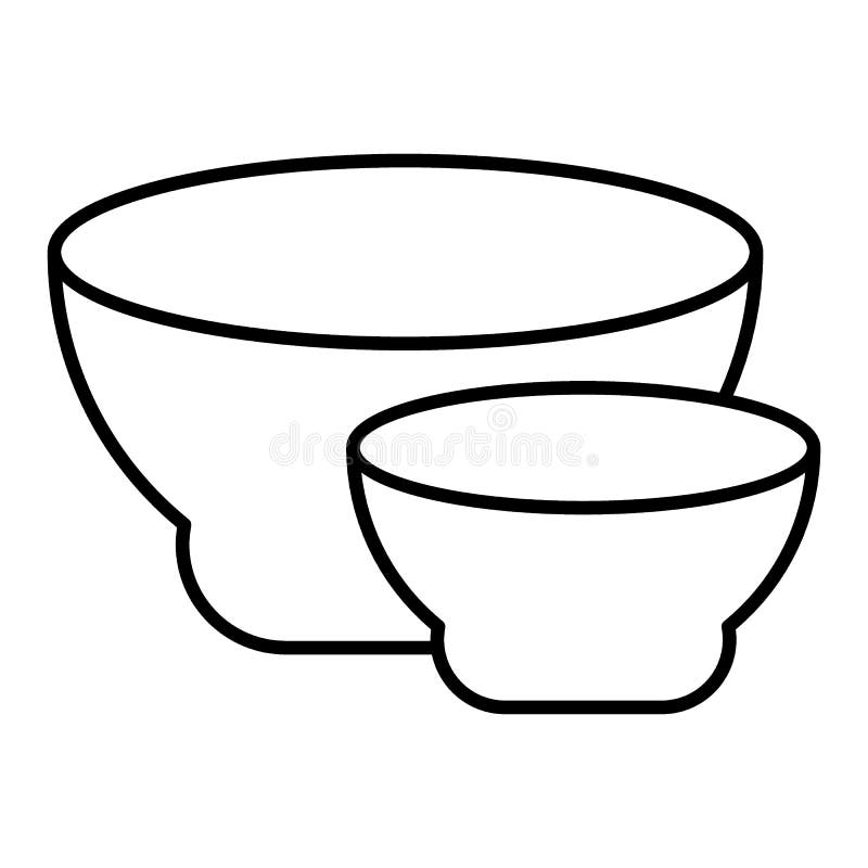 Two Bowls Line And Glyph Icon. Deep Plates Vector Illustration Isolated ...
