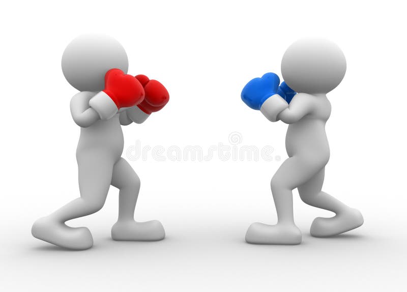 Boxers Punch Knockout in 3D Boxing Fight Stock Illustration ...