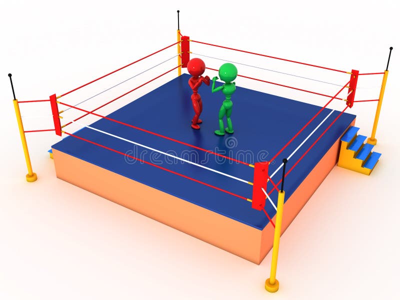 Two Boxers at the Boxing Ring. Boxers in Blue Gloves of Winner Stock ...