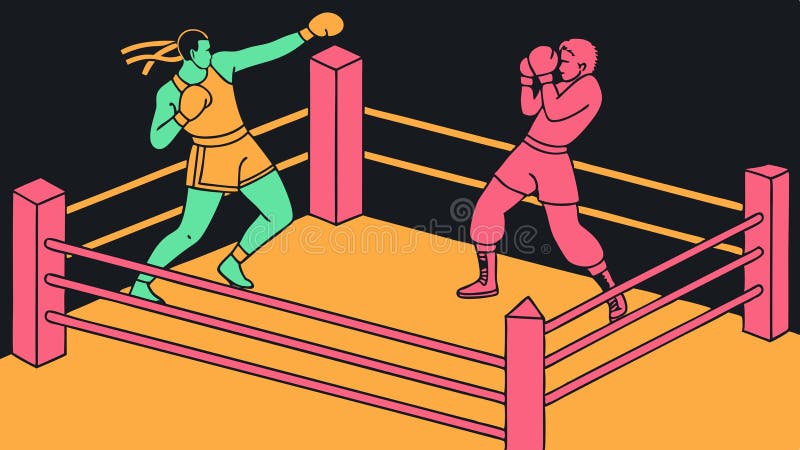 Two Boxers Fighting in a Boxing Ring. Combat Sport Illustration. Vector ...