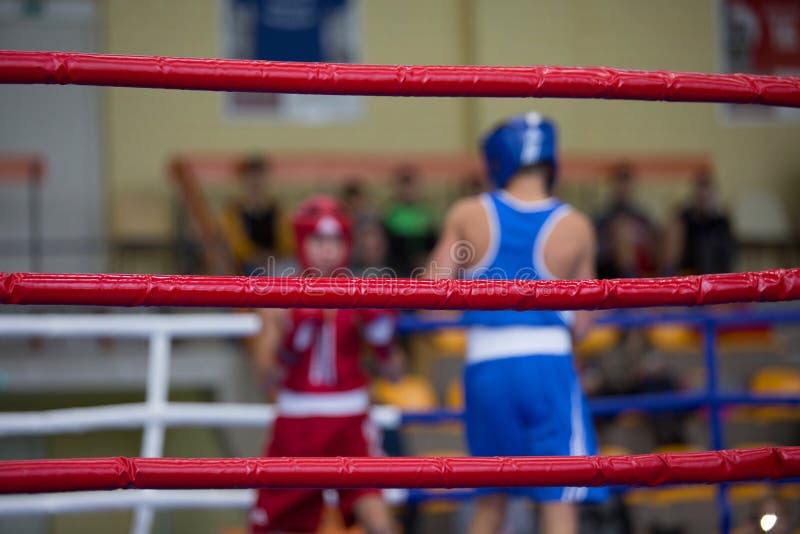 Two boxers on a ring stock photo. Image of people, aggressive - 19753250