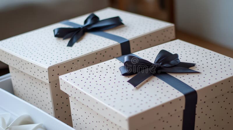 Two Boxes with Bows and a Bow on Top Stock Illustration - Illustration ...