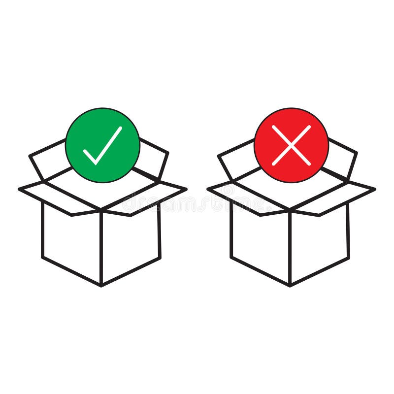 Boxes with Circles with Approved and Disapproved Marks on a White ...
