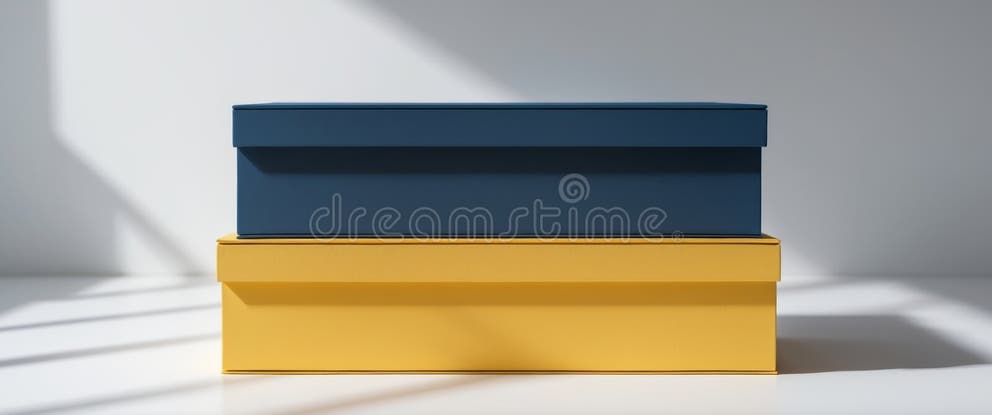 Two Boxes of Different Colors Stacked on Top of Each Other Stock Image ...