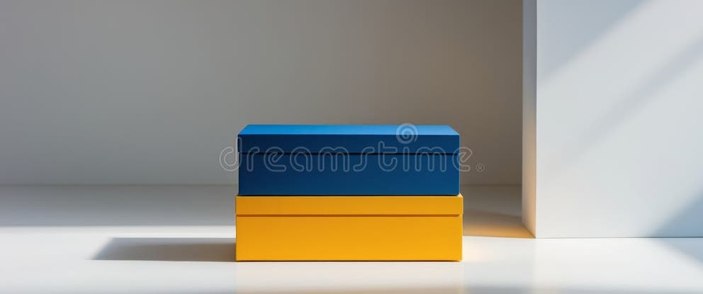 Two Boxes of Different Colors Stacked on Top of Each Other. Stock Image ...