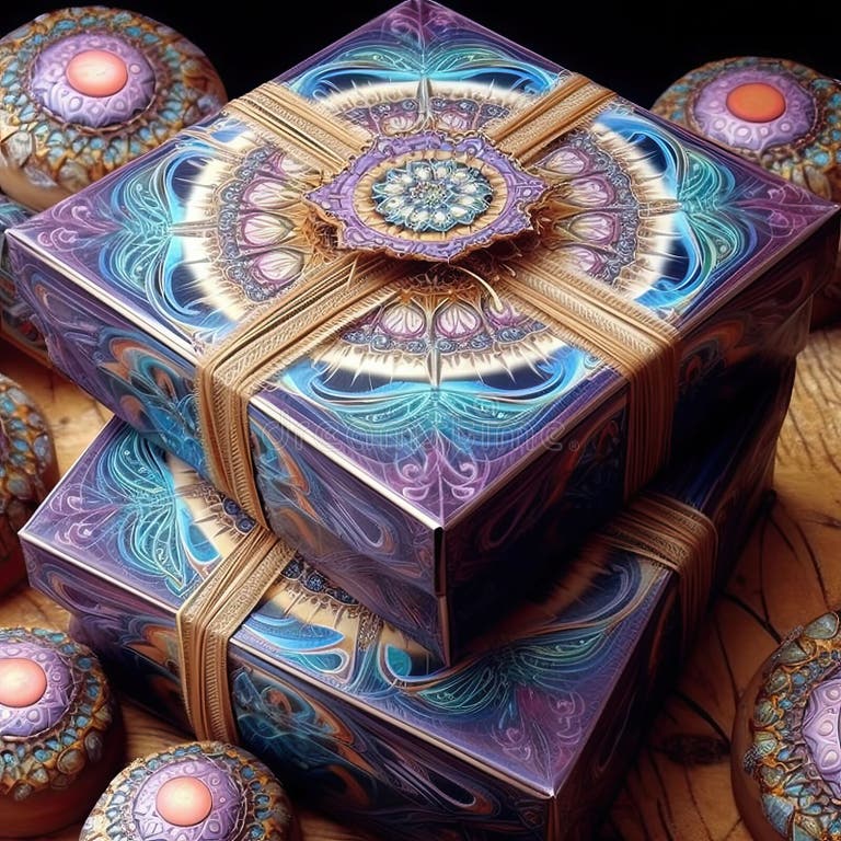 Two Boxes of Different Sizes for Gifts with Mandala Designs Stock Image ...