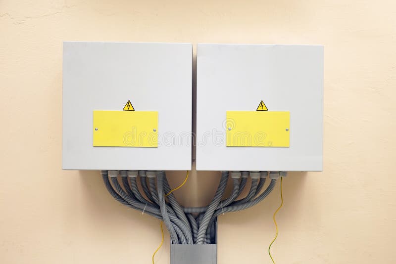Two Boxes with Electrical Equipment Stock Image - Image of control ...